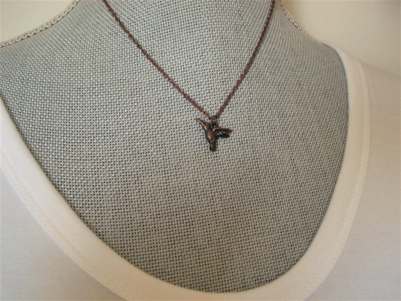 Tiny Hummingbird Necklace Copper Hummingbird Pendant Bird Watcher Gift ...