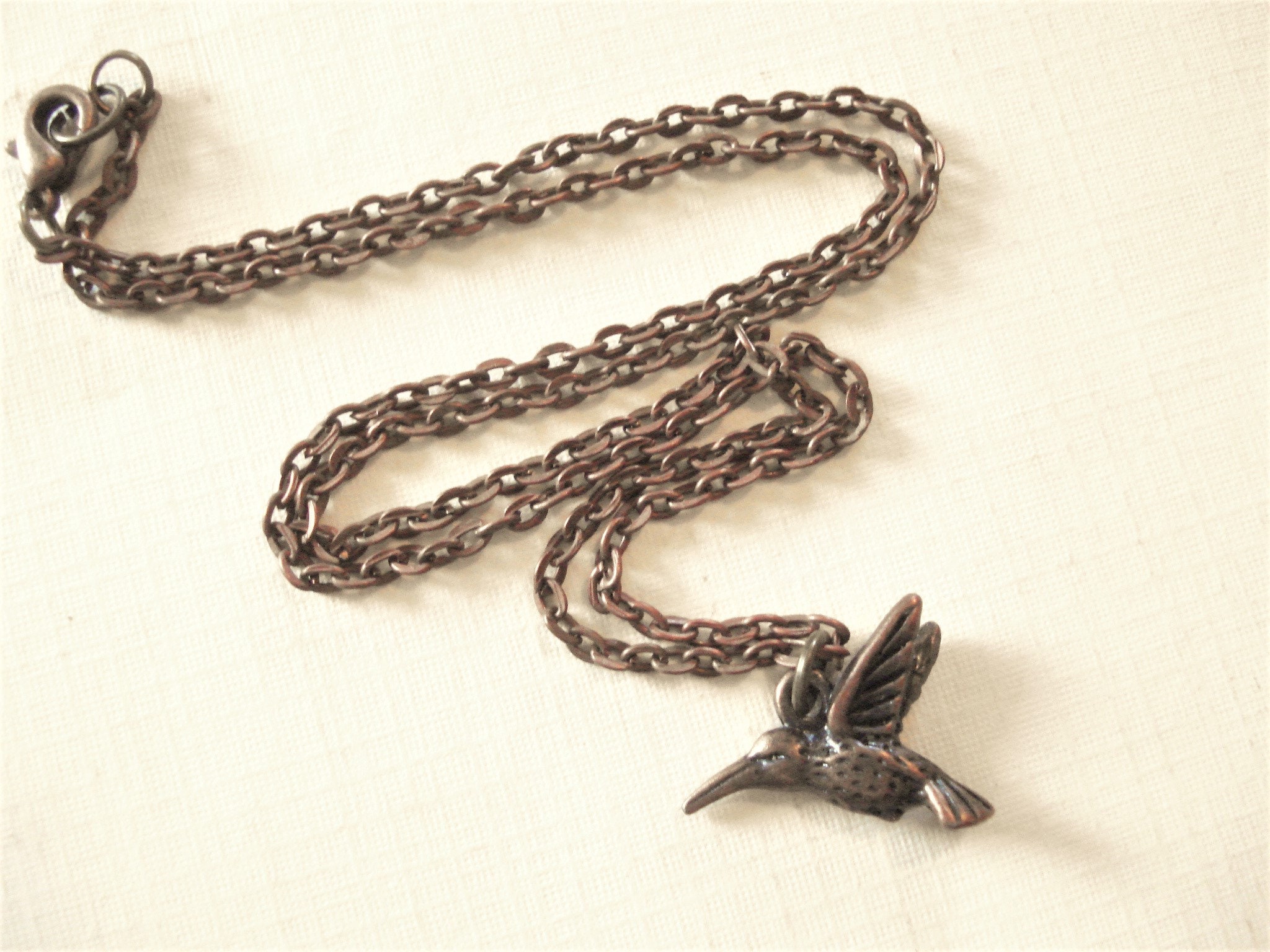 Tiny Hummingbird Necklace Copper Hummingbird Pendant Bird Watcher Gift ...