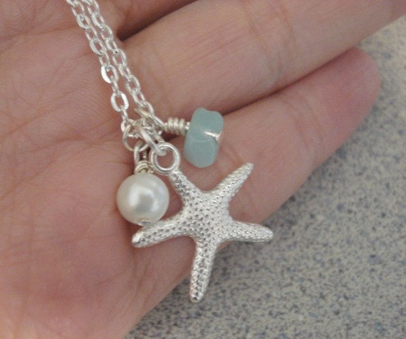 Starfish Necklace Silver Starfish Pendant Bridesmaid Gift | Etsy