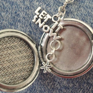 Silver Round Locket Let It Snow Locket Snowflake Locket Snowflake ...