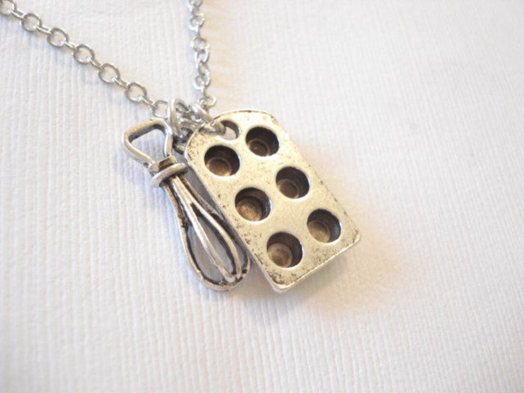Bakers Necklace Cupcake Pan Necklace Whisk Pendant Cooking Jewelry Chef ...