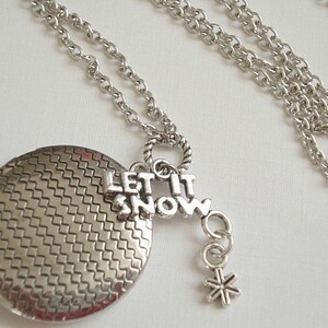 Silver Round Locket Let It Snow Locket Snowflake Locket Snowflake ...