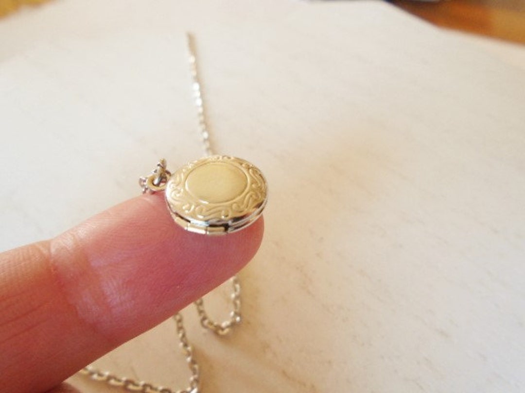 Small Round Locket Necklace Miniature Locket Dainty Little Locket Gift ...