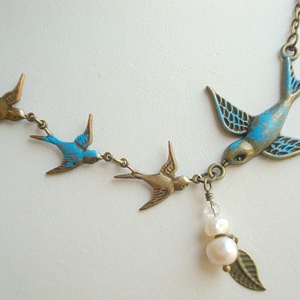 Blue Bird Necklace - Etsy
