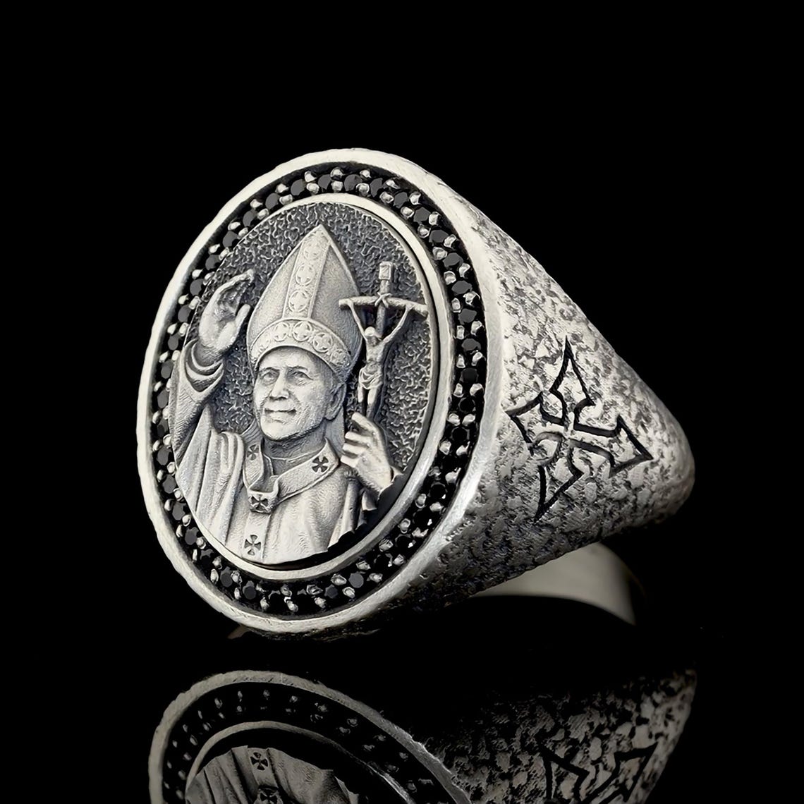 Pope John Paul Ring, Father Gifts, Religious Mens Ring, Husband Gift ...