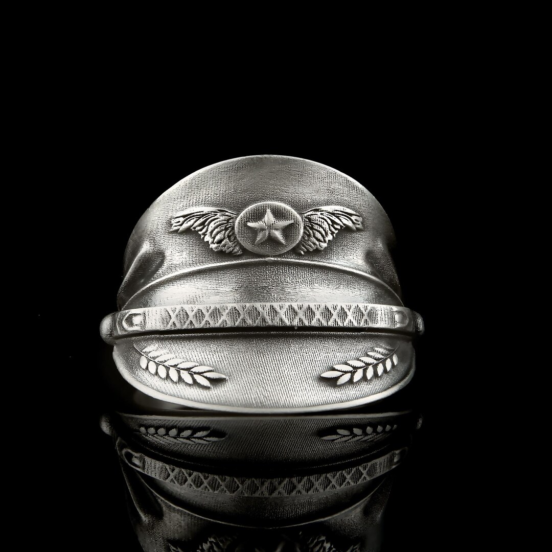 Pilot Hat Ring, Air Gifts, Natural Stone, Religious Mens Ring, Husband ...