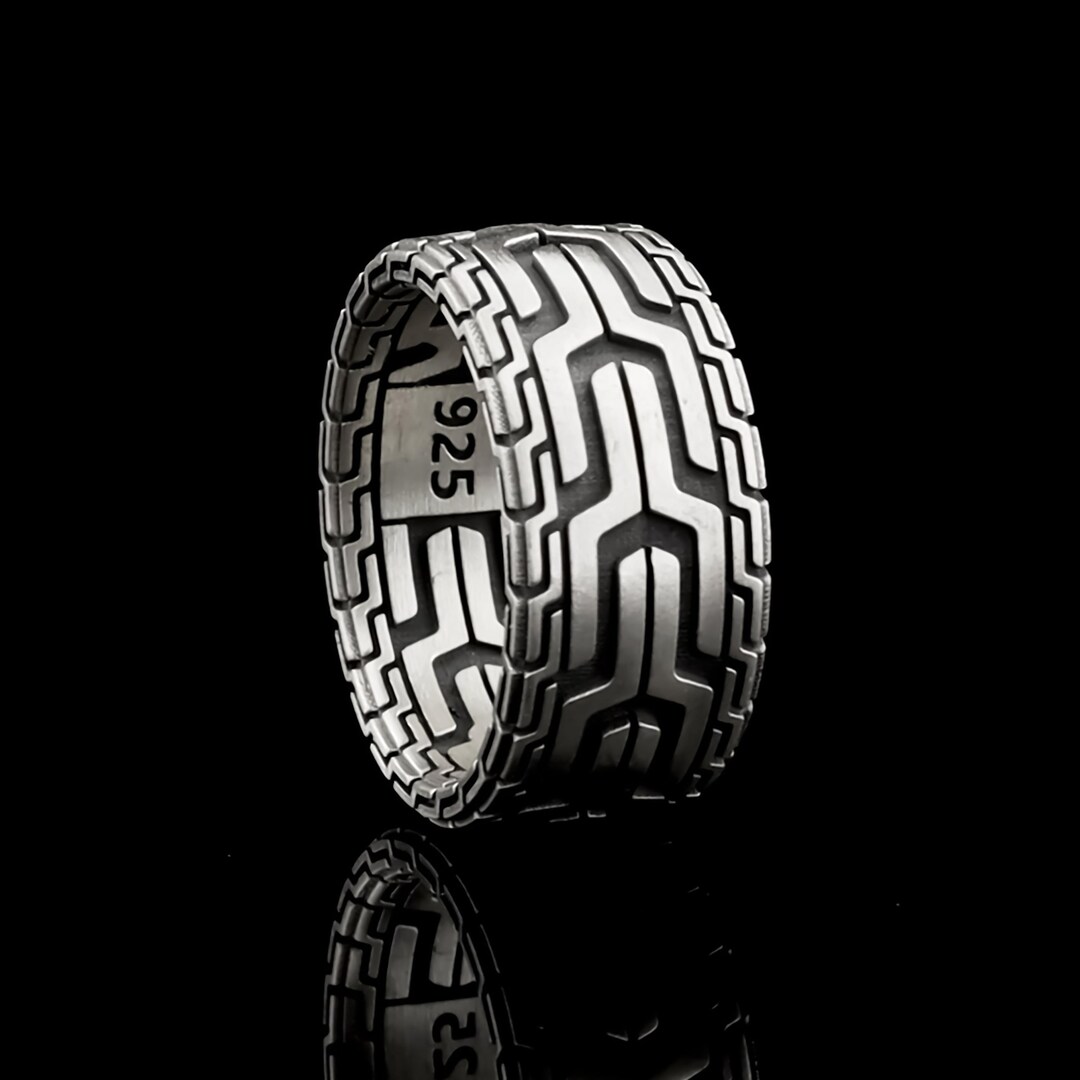 Textured Sterling Silver Ring: Geometric Design, Artisan Crafted - Etsy