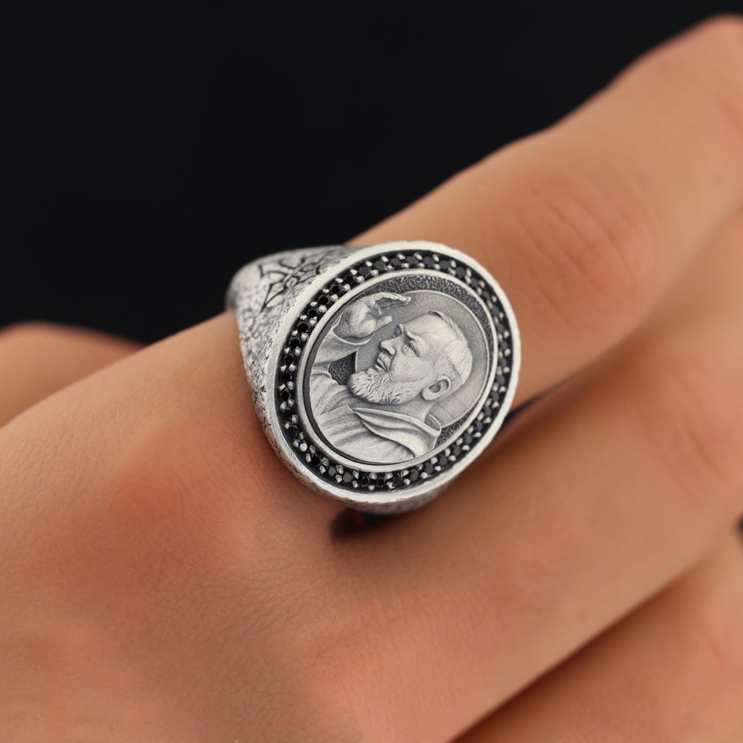 Saint Padre Pio Ring, Catholic Gift, Natural Stone, Father Gift ...