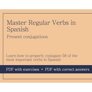 Learn 58 Regular Verbs in Spanish - Regular Conjugations - Etsy