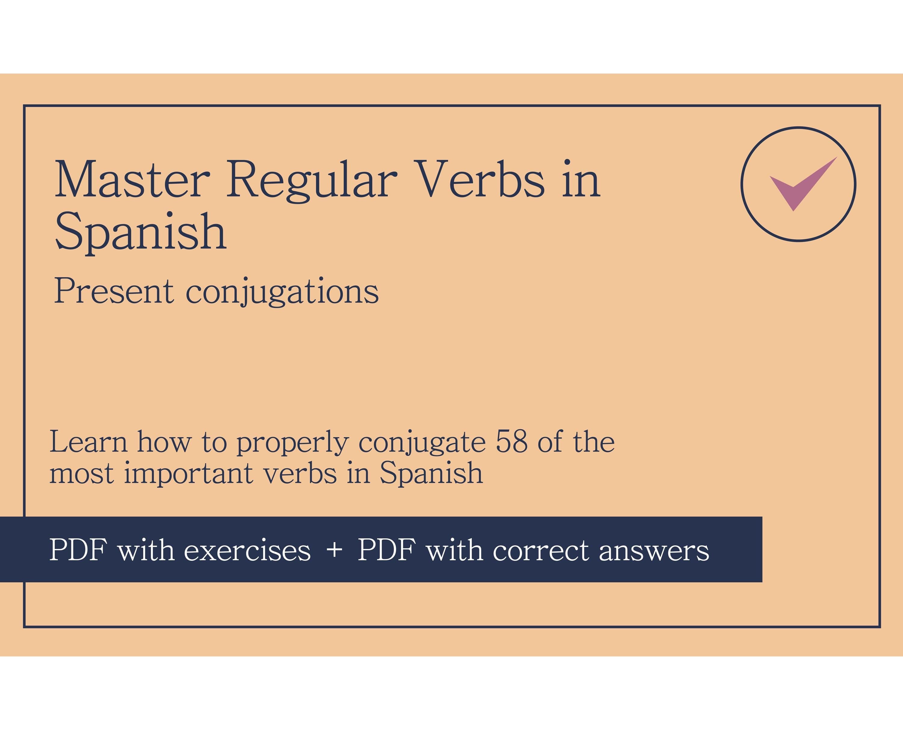 Learn 58 Regular Verbs in Spanish - Regular Conjugations - Etsy