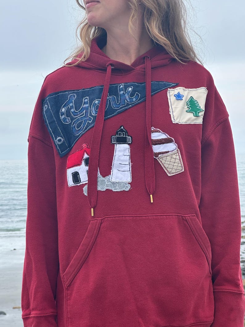 Custom Coastal Maine Sweatshirt – Handmade Appliqué, Beach Wear ...