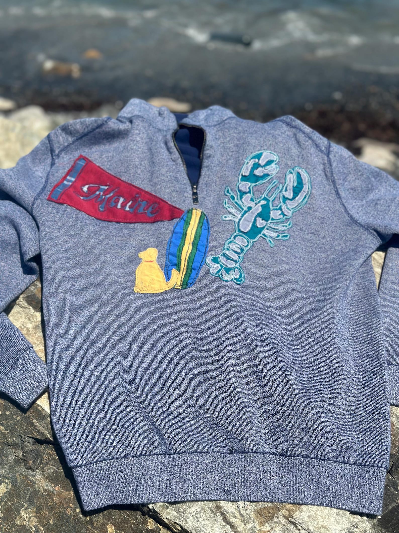 Custom Coastal Maine Sweatshirt – Handmade Appliqué, Beach Wear ...