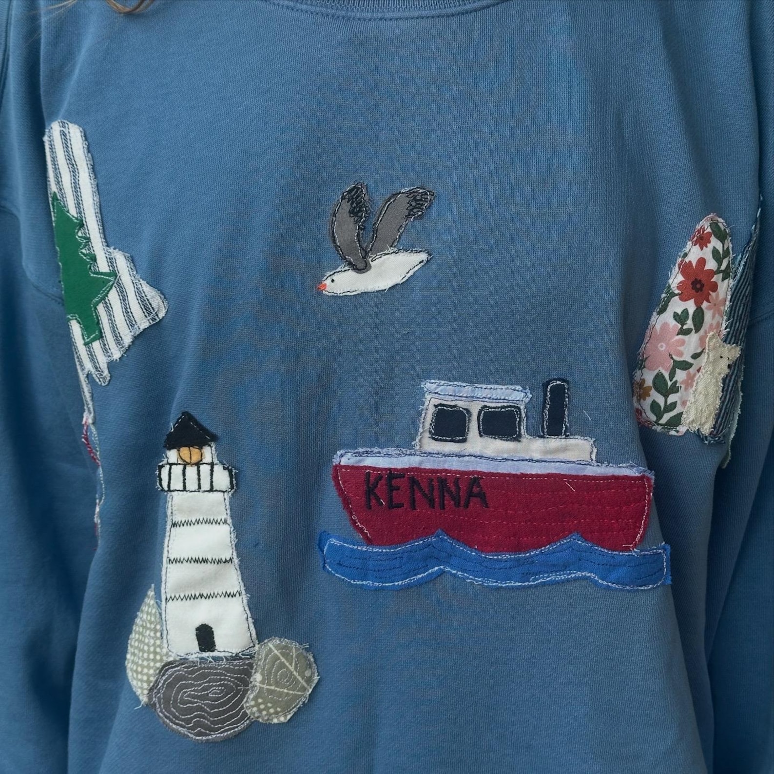Custom Coastal Maine Sweatshirt – Handmade Appliqué, Beach Wear ...