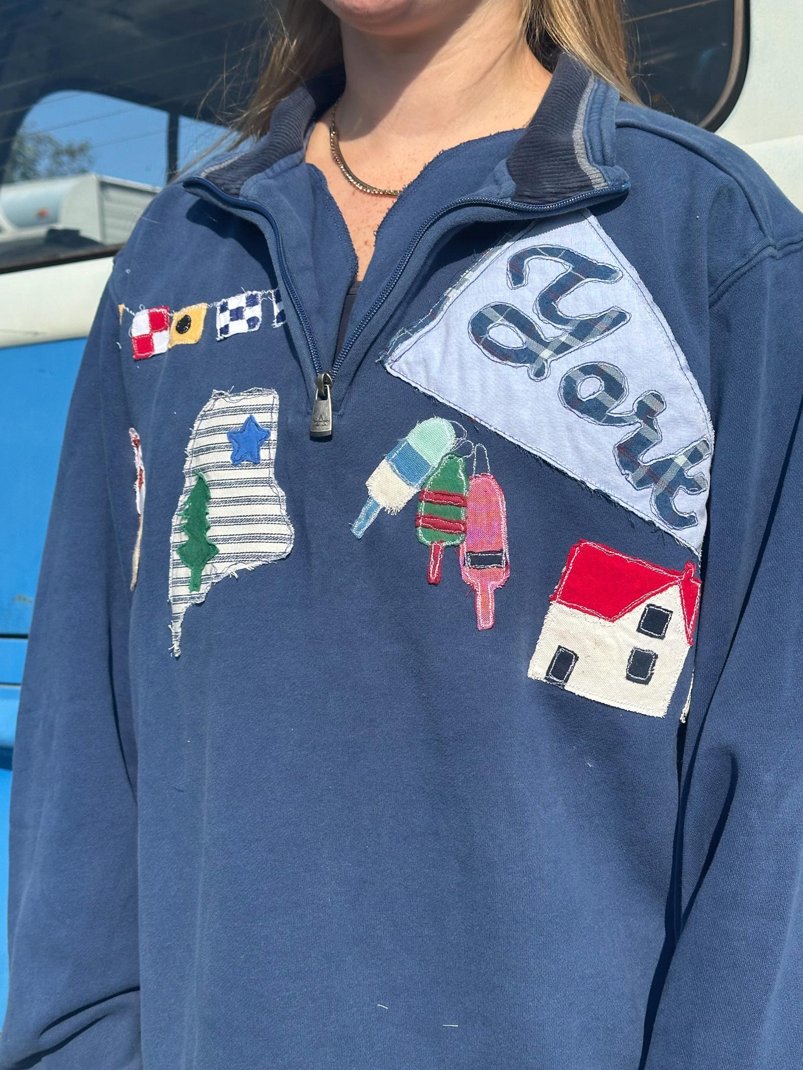 Custom Coastal Maine Sweatshirt – Handmade Appliqué, Beach Wear ...