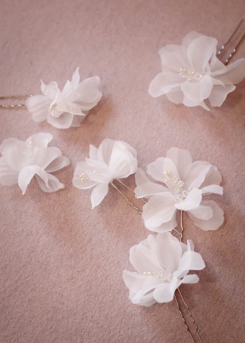 ROSA Floral hair pins bridal hair pins made from sheer | Etsy