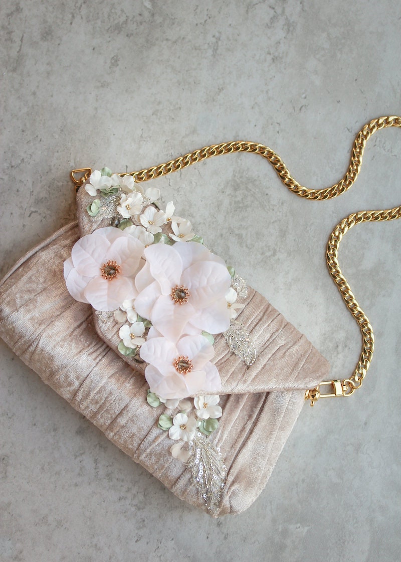 NECTAR | Bridal Clutch Purse, Floral Wedding Clutch, Mother of the ...