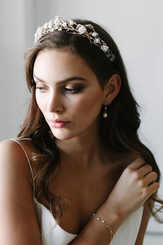 TEMPEST couronne de mariage en cristal et perle couronne de - Etsy France
