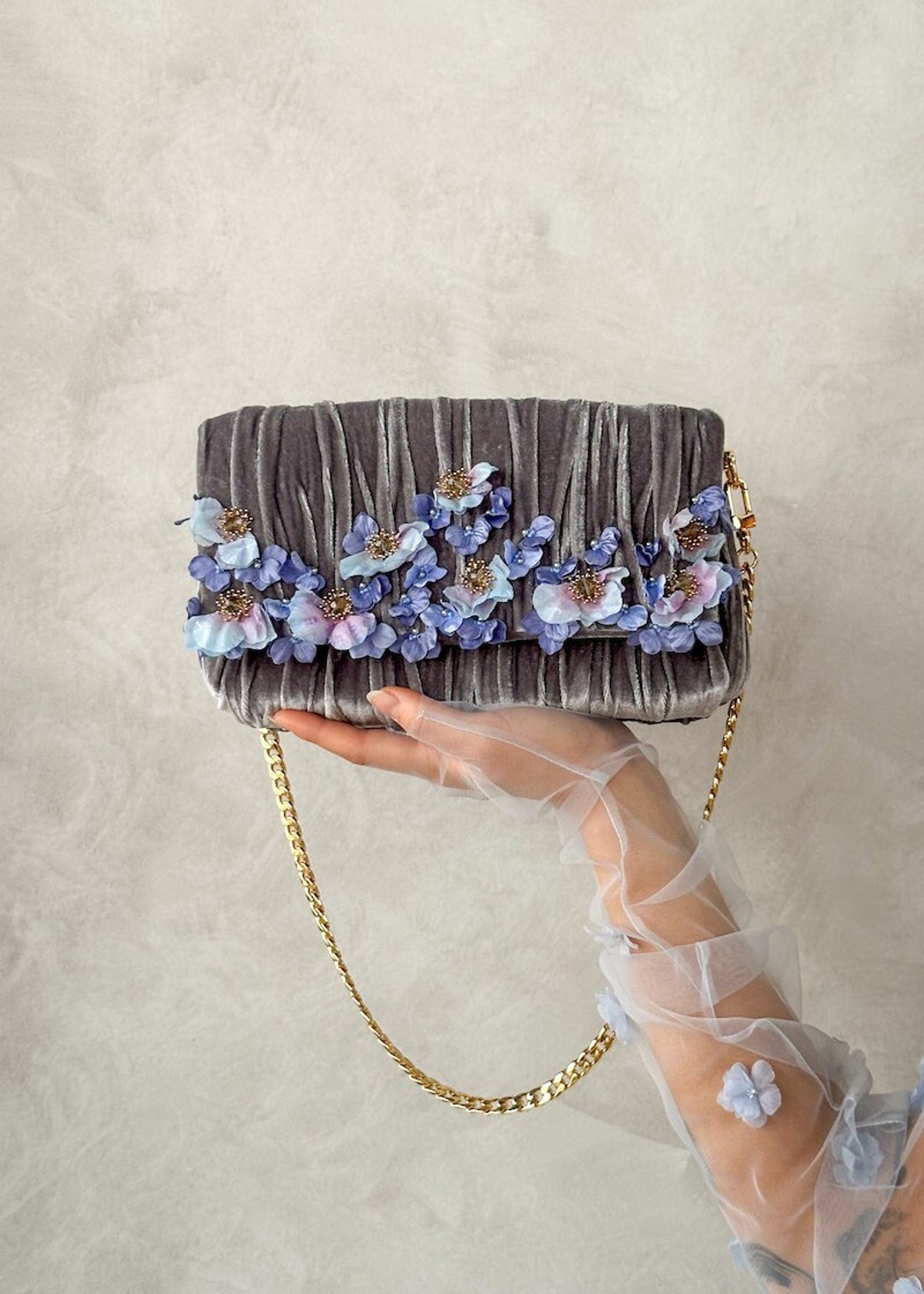 MIRELLA | Wedding Bridal Clutch, Something Blue for Bride, Mother of ...