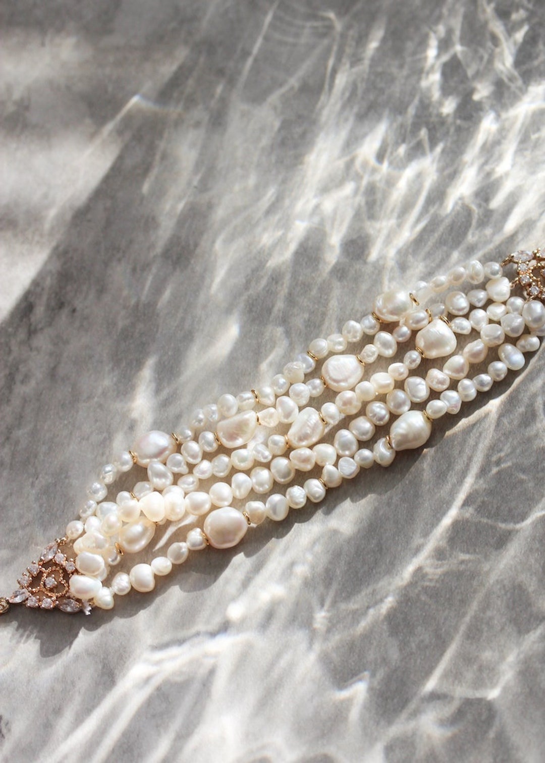 SASHA | Pearl Bracelet, Multi Strand Pearl Jewelry, Pearl Bridal ...