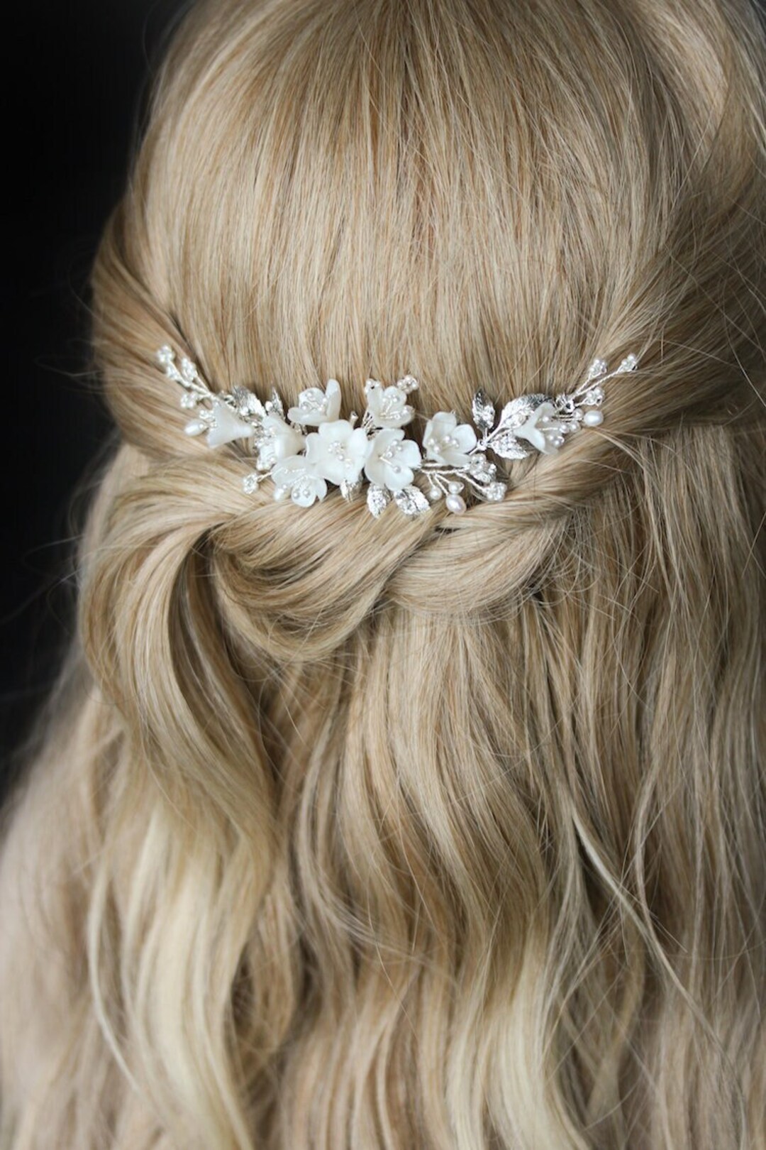 RACHEL | Bridal Headpiece With Crystals, Wedding Comb With Florals ...