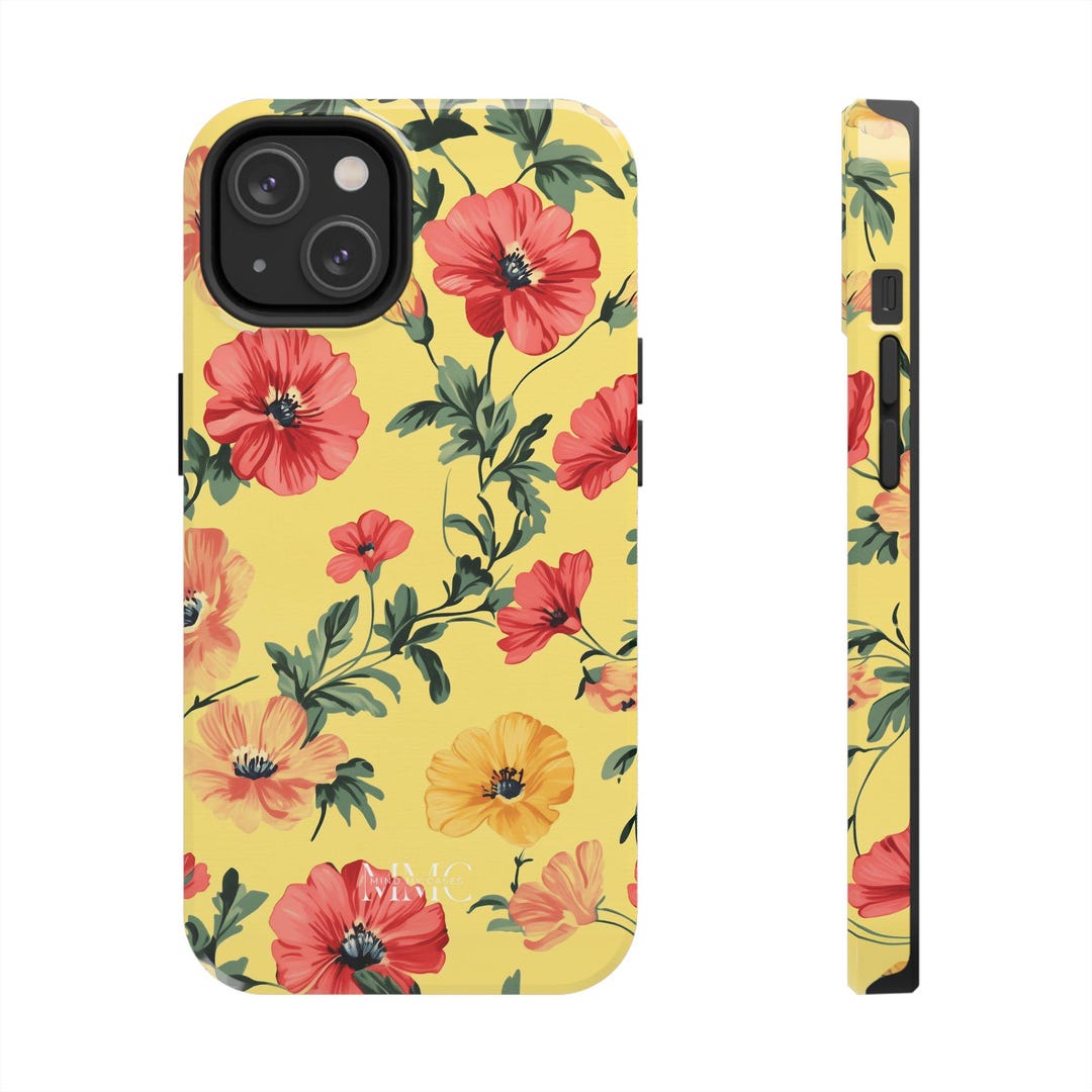 Beautiful Cute Handdrawn Artistic Red Yellow Flower Phone Case | Flower ...