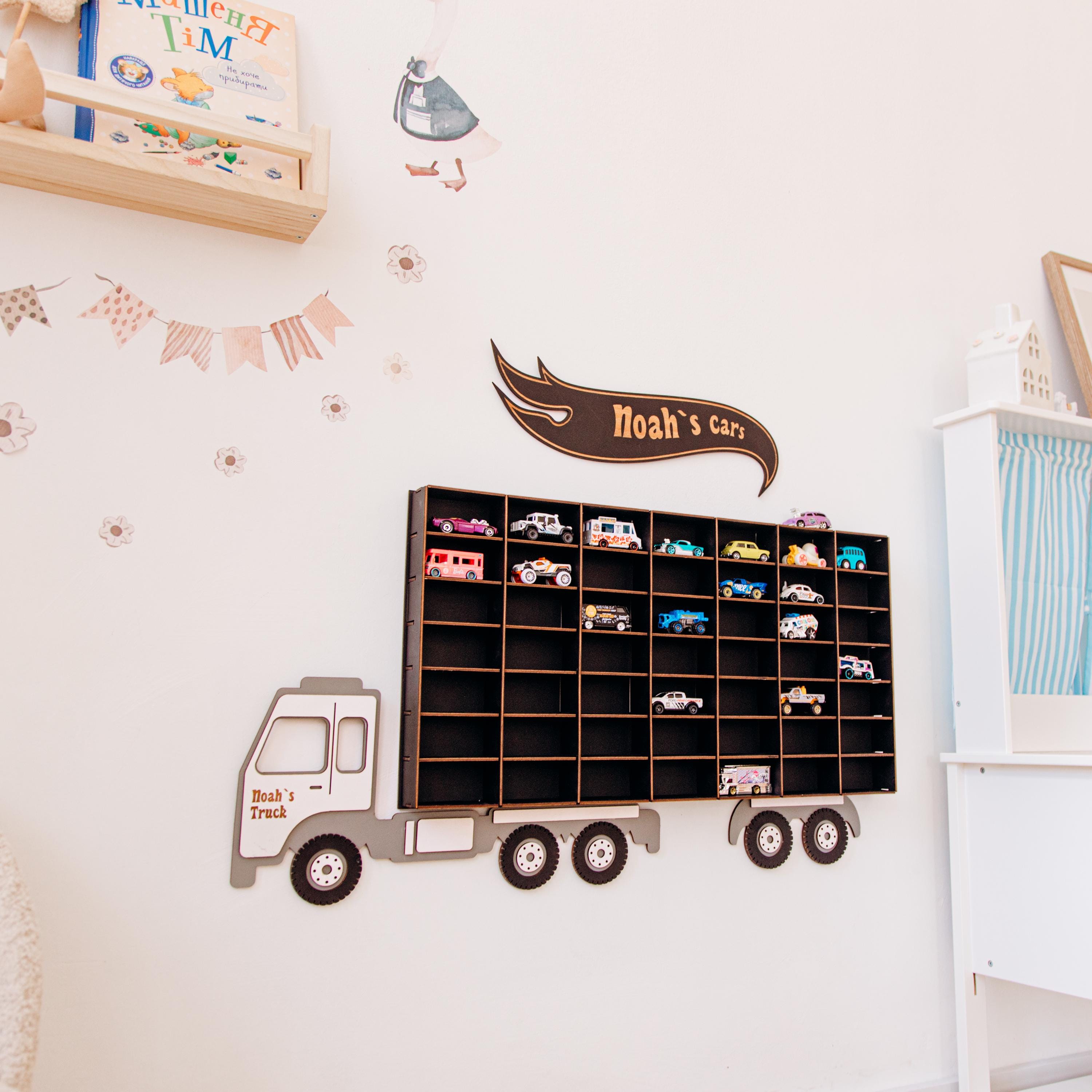 Personalized Truck Shelf for Toy Cars, Wooden Wall Display for Kids ...