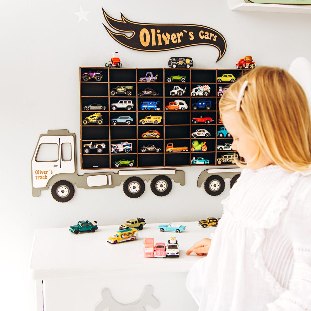 Personalized Plywood Truck Toy Car Storage Shelf, Kids Room Organizer ...