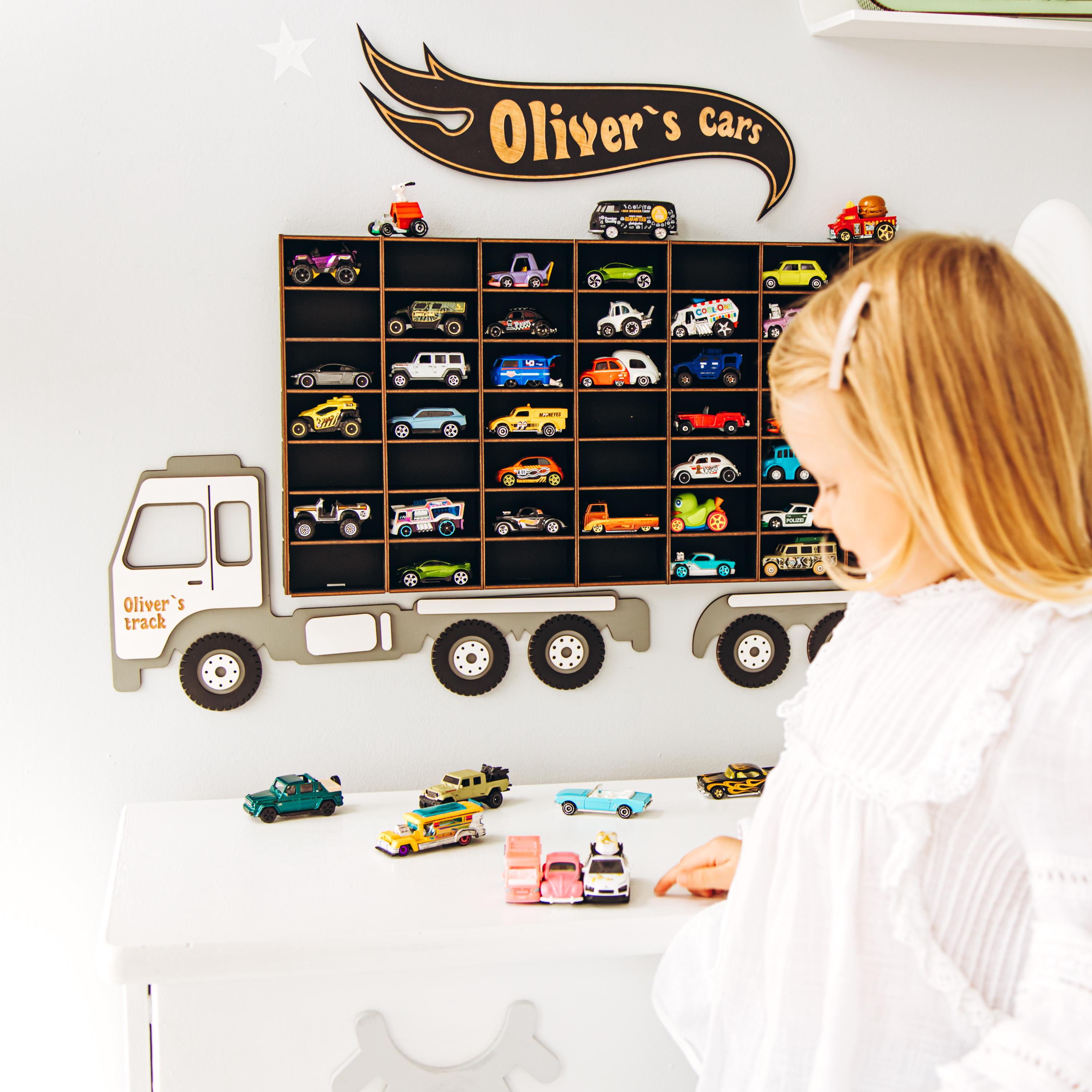 Personalized Wooden Toy Cars Storage / Garage for Kids, Baby Boy ...