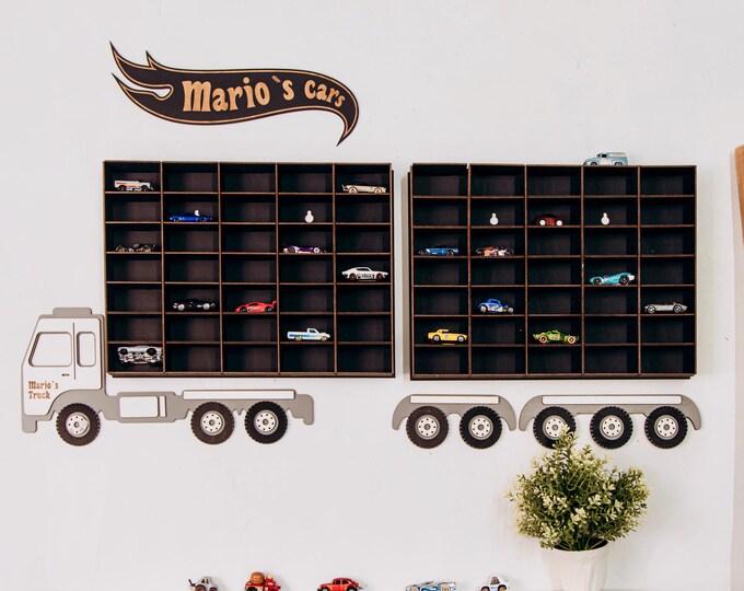 Toy Car Display Shelf, Wooden Toy Car Organizer, Handcrafted Toy Car ...