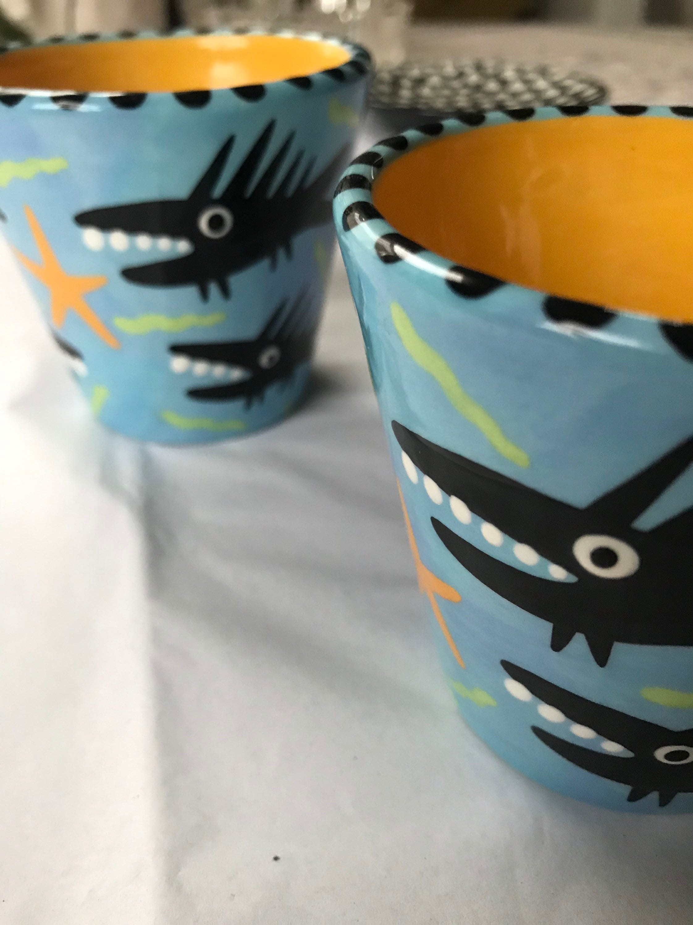 Sharky Coffee Cup Set Shark Coffee Cups Handmade Ceramics - Etsy