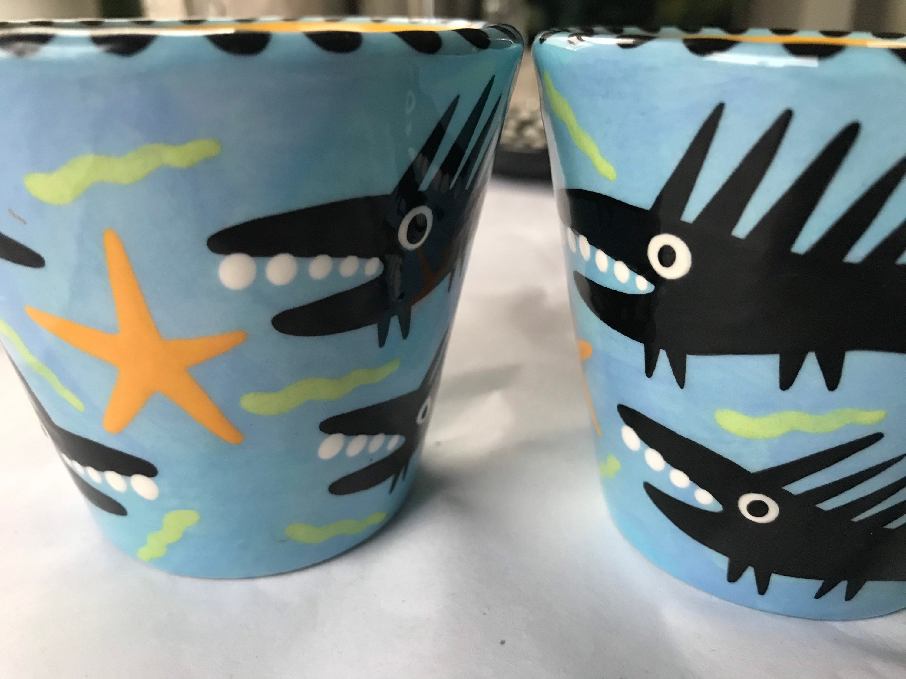 Sharky Coffee Cup Set Shark Coffee Cups Handmade Ceramics - Etsy