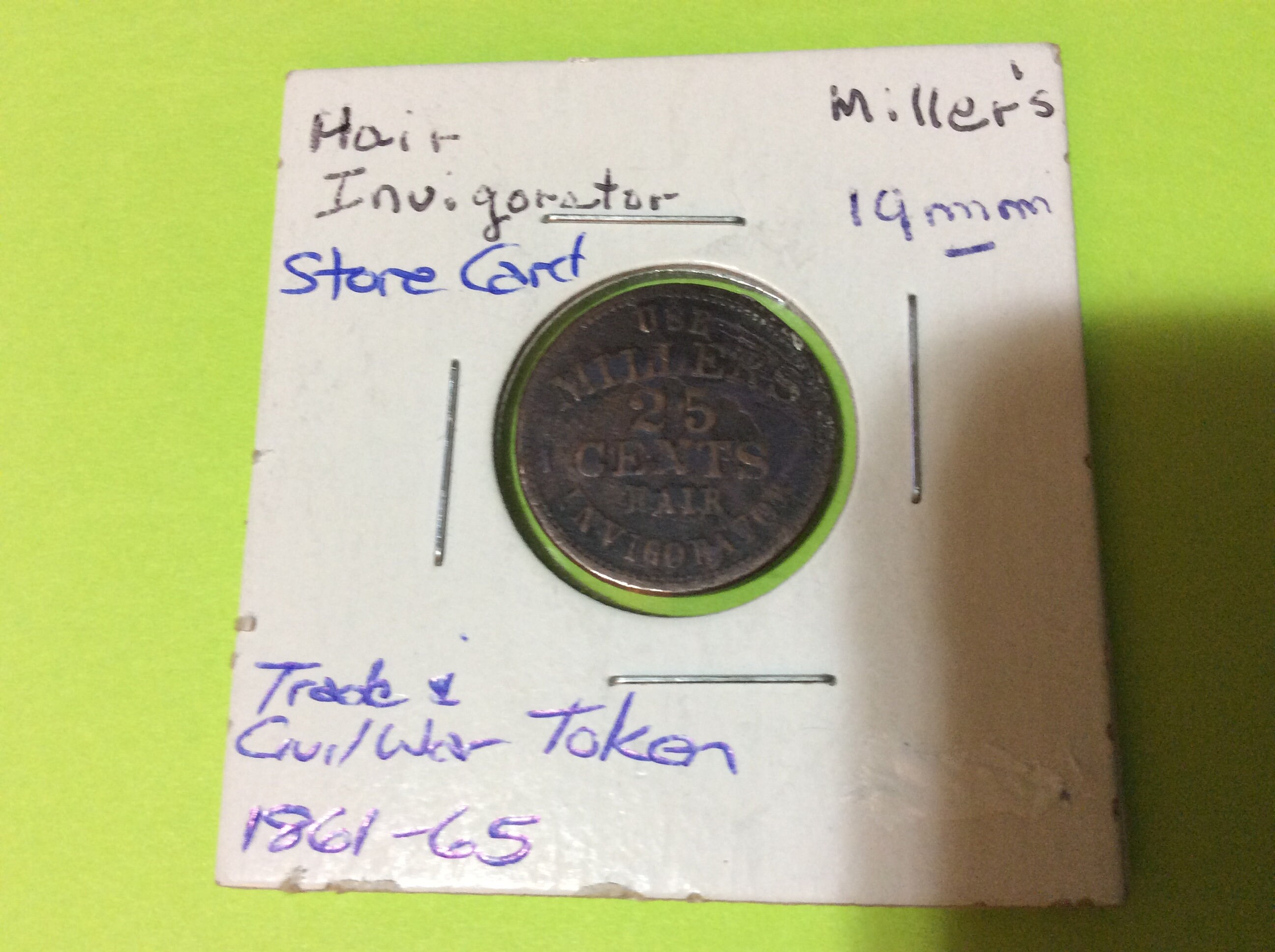 1861-1865 Civil War Token Millers Hair Invigorator 25/50 Cents - Etsy