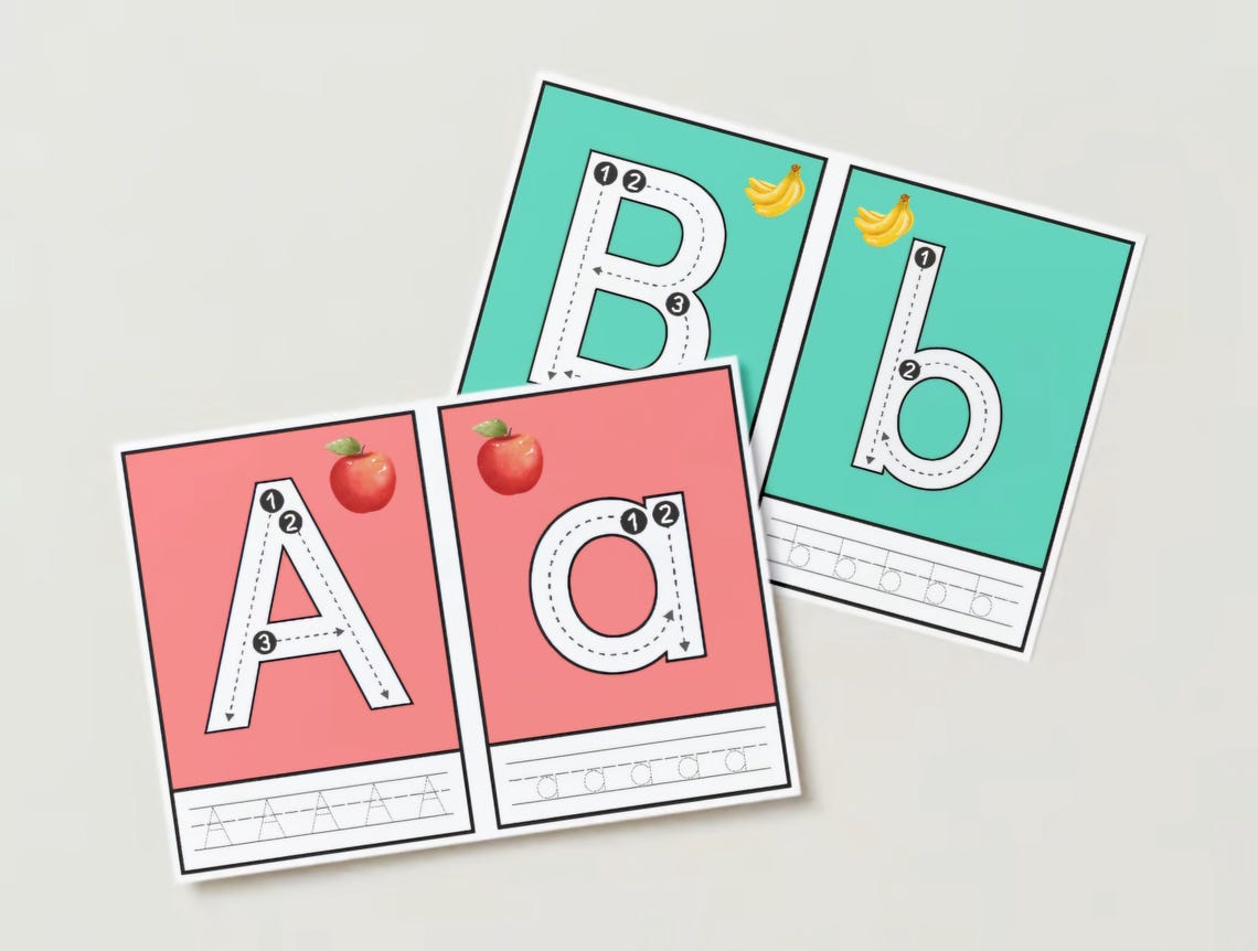 Printable Alphabet Flashcards for Kids - Capital & Small Letter Writing ...
