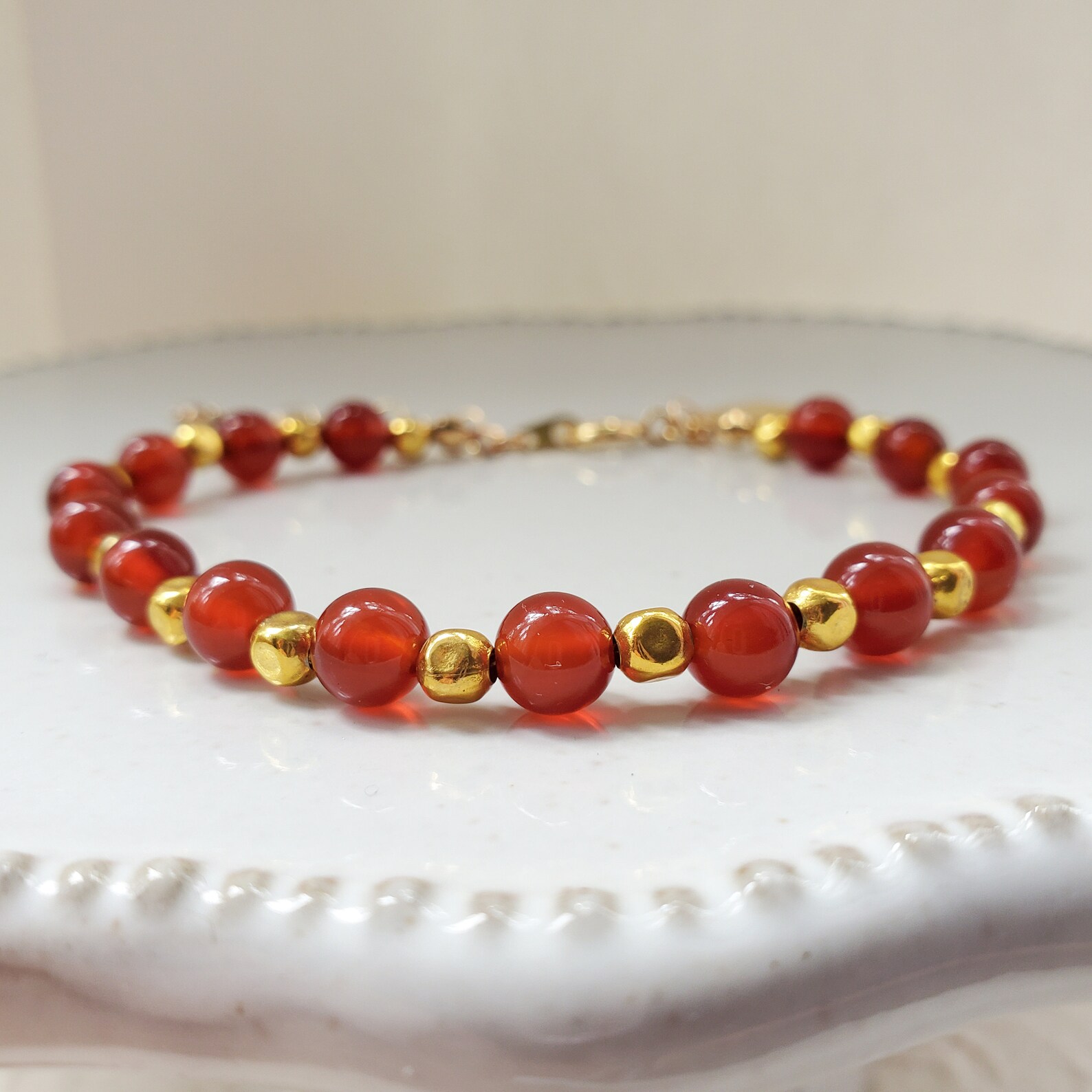 Sunset Bracelet Carnelian Gemstone Bracelet - Etsy