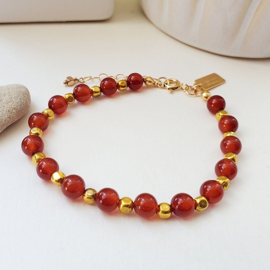 Sunset Bracelet Carnelian Gemstone Bracelet - Etsy