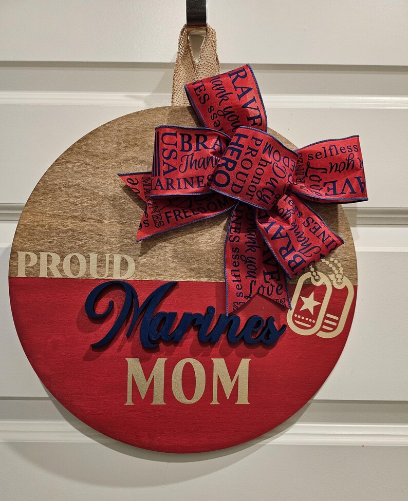 Handmade Marine Veteran Wood Sign: Patriotic and Military Door Hanger ...