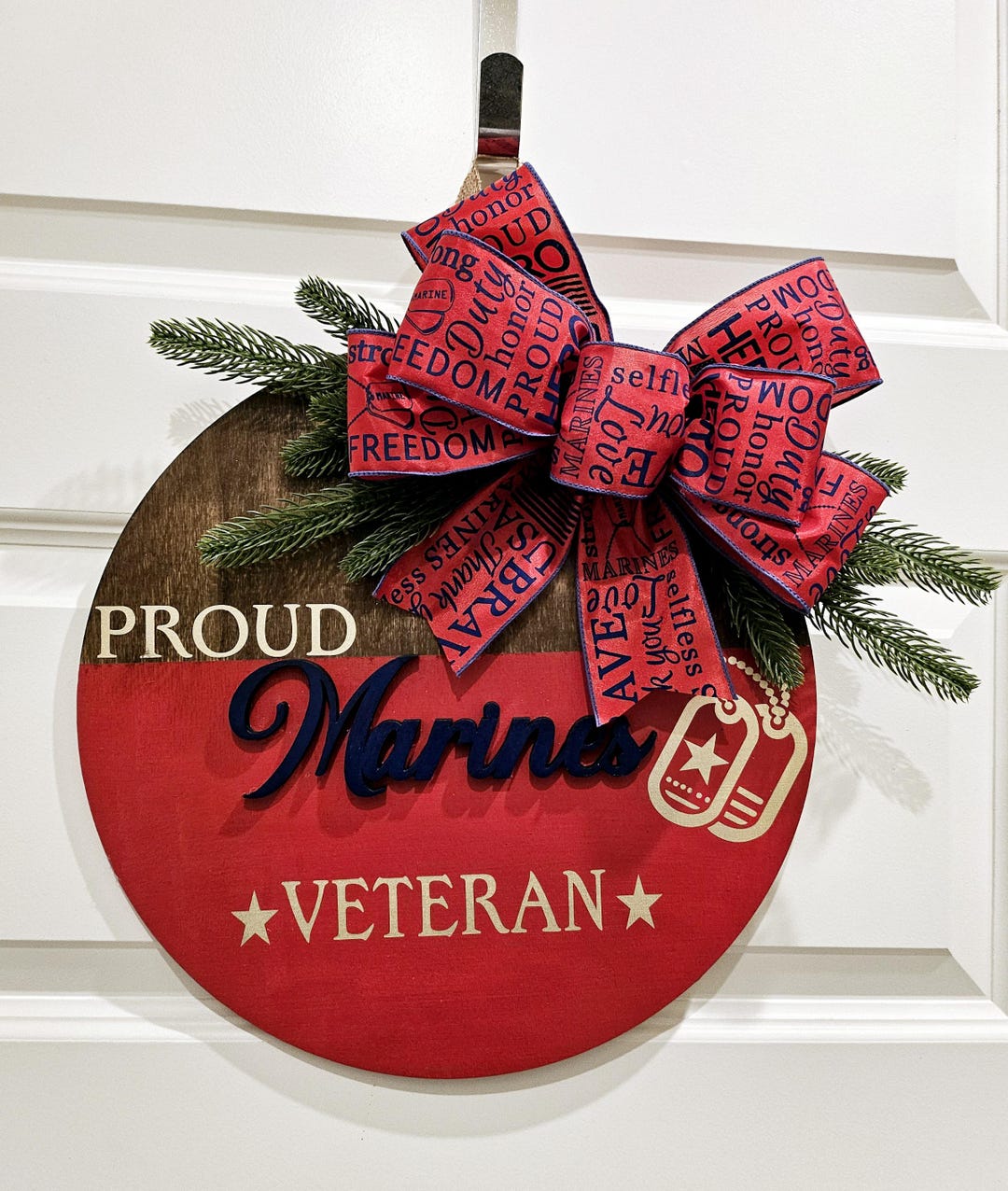 Handmade Marine Veteran Wood Sign: Patriotic and Military Door Hanger ...