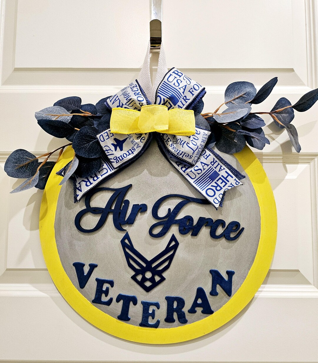 Air Force Veteran Front Door Decor, Veteran Sign, Door Sign, Wood Door ...