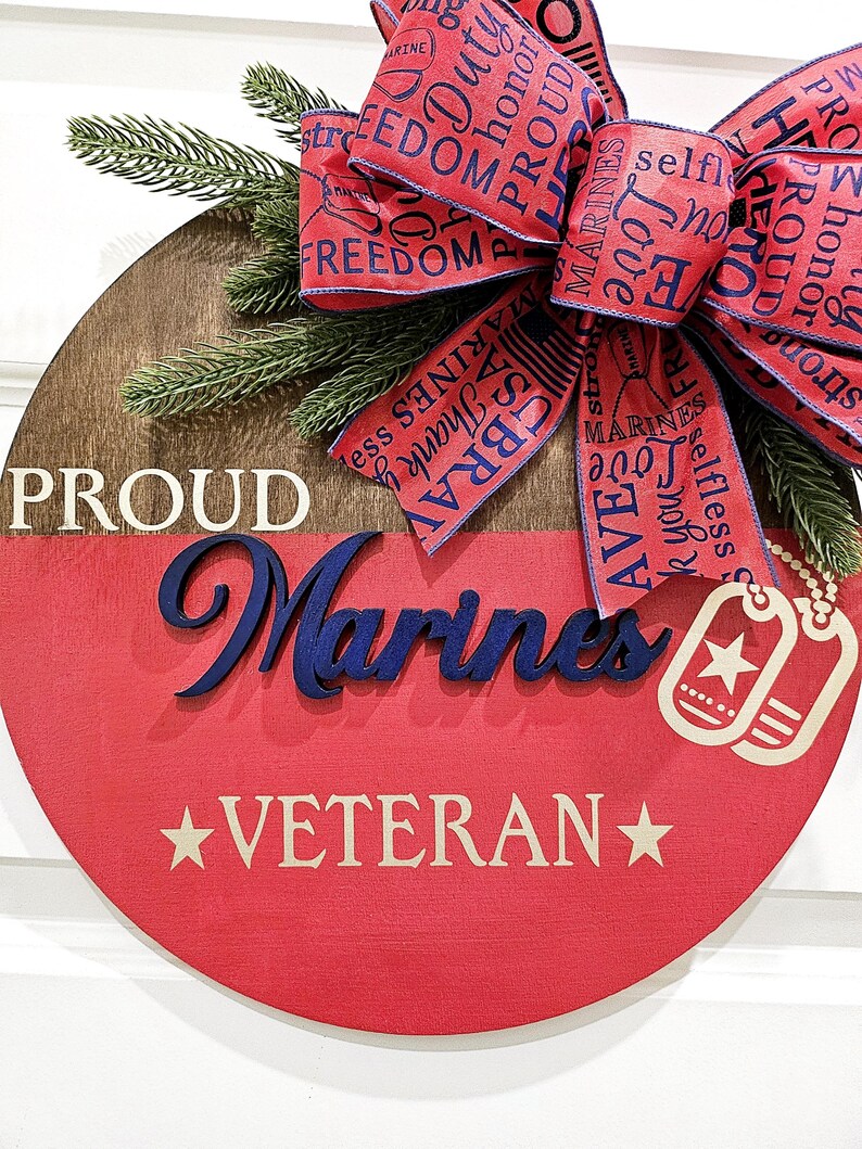 Handmade Marine Veteran Wood Sign: Patriotic and Military Door Hanger ...