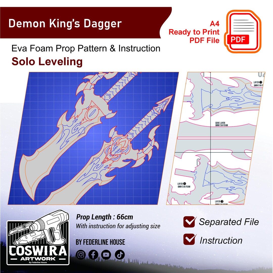 Prop Pattern: Demon King's Dagger From Solo Leveling – Digital ...