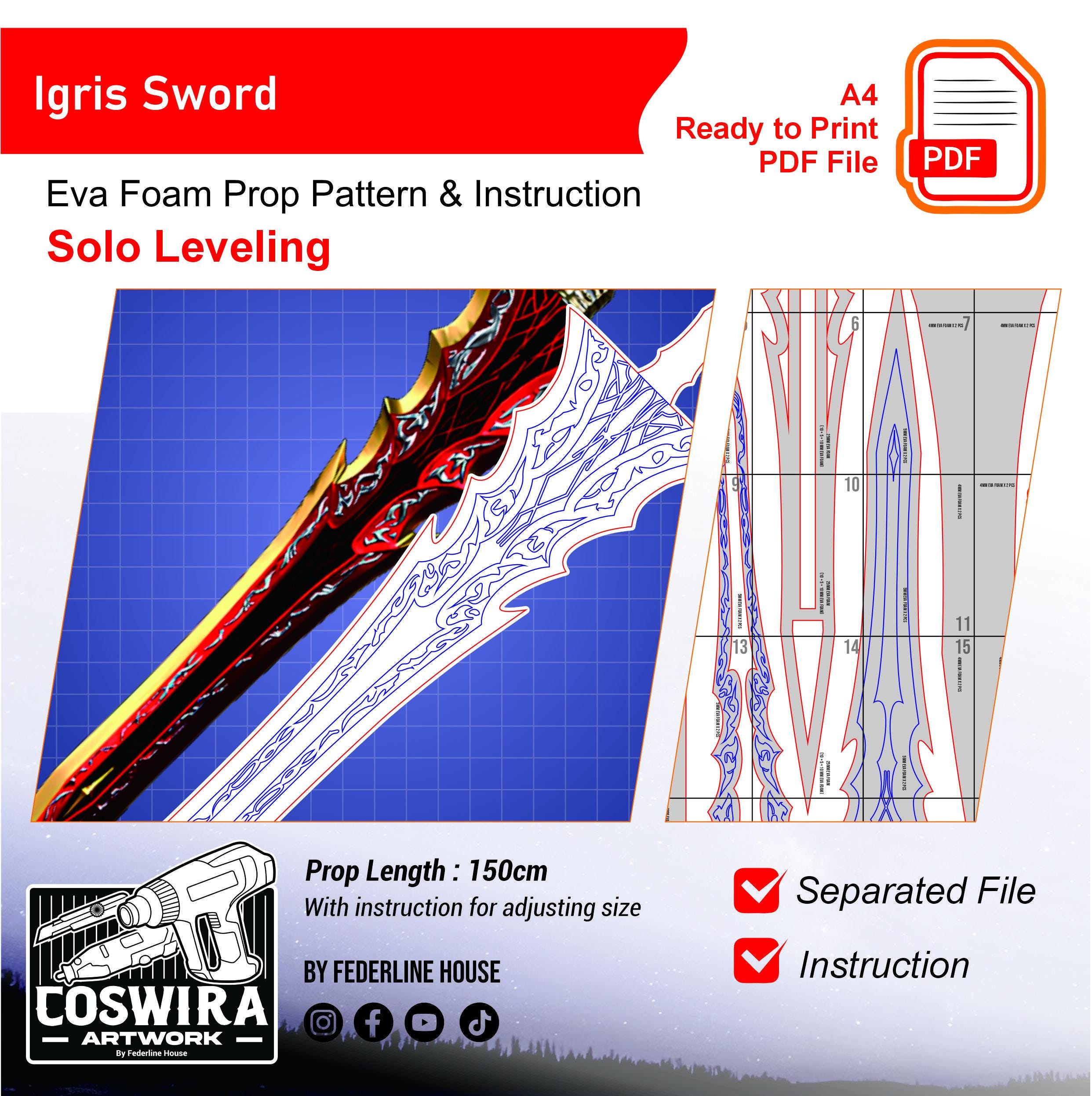 Prop Pattern: Igris Sword From Solo Leveling Template - Etsy