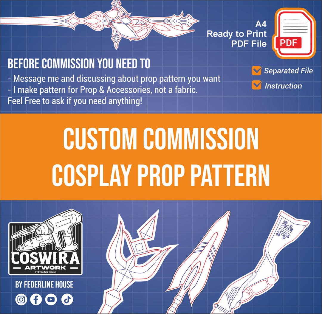 Custom Commission Pattern Cosplay Prop & Accessorries Blueprint ...