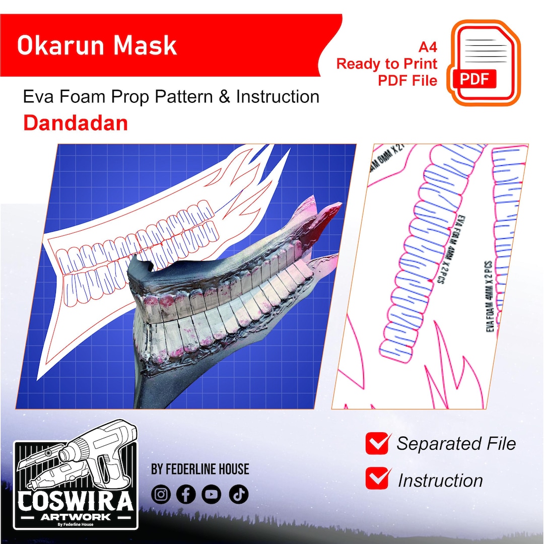 Prop Pattern: Okarun Mask From Dandadan Template - Etsy