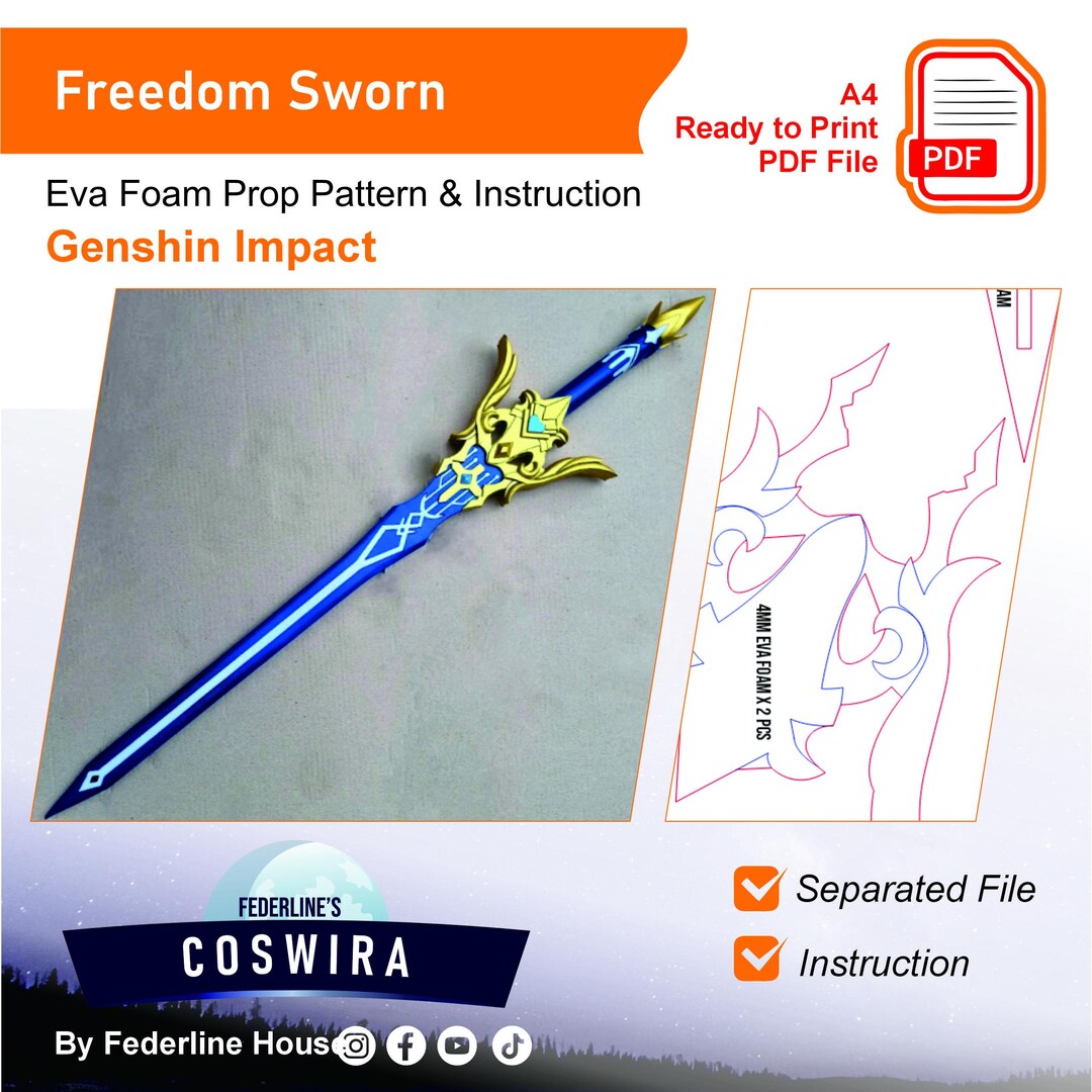 Prop Pattern: Freedom Sword From Genshin Impact - Etsy