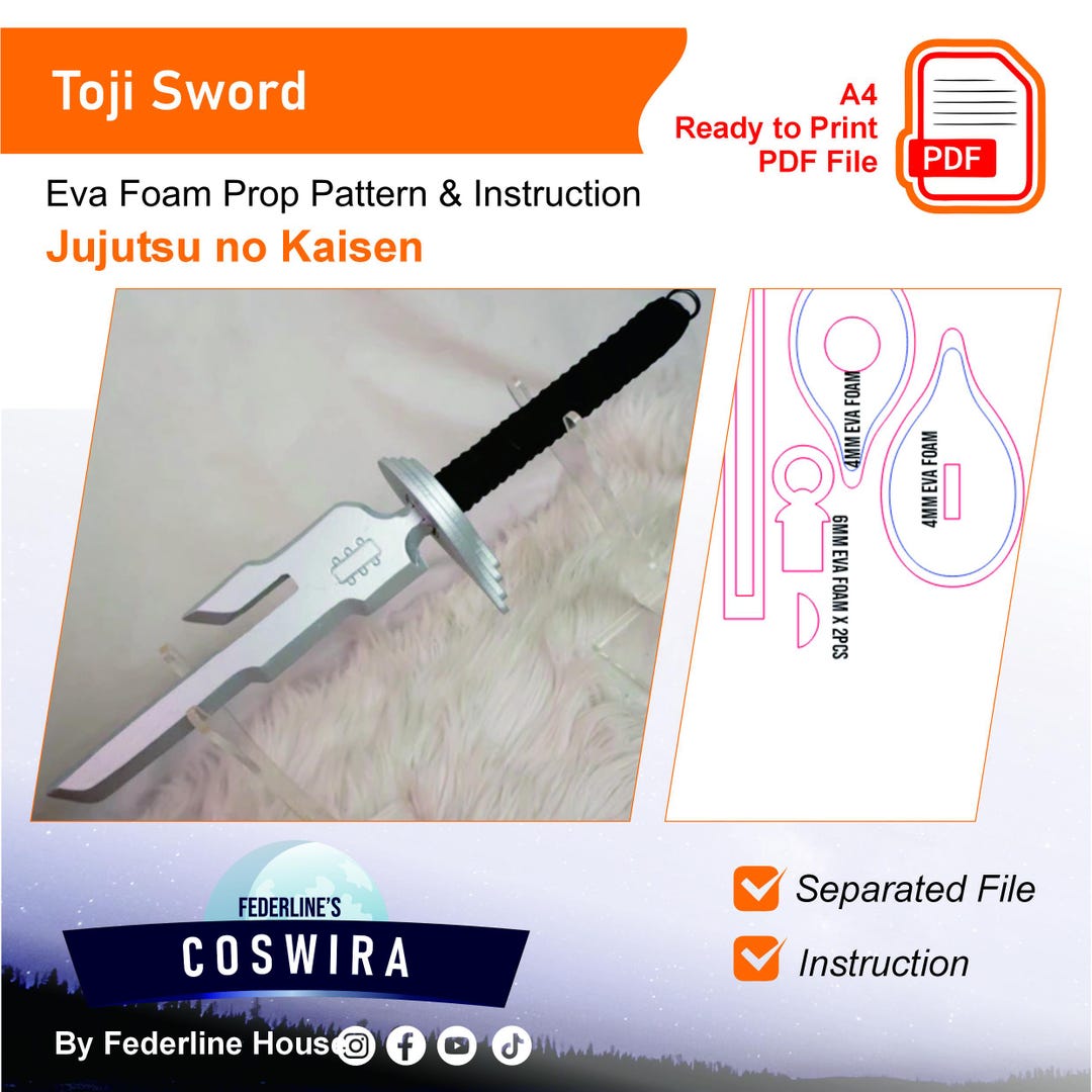 Prop Pattern: Toji Sword From Jujutsu Kaisen - Etsy