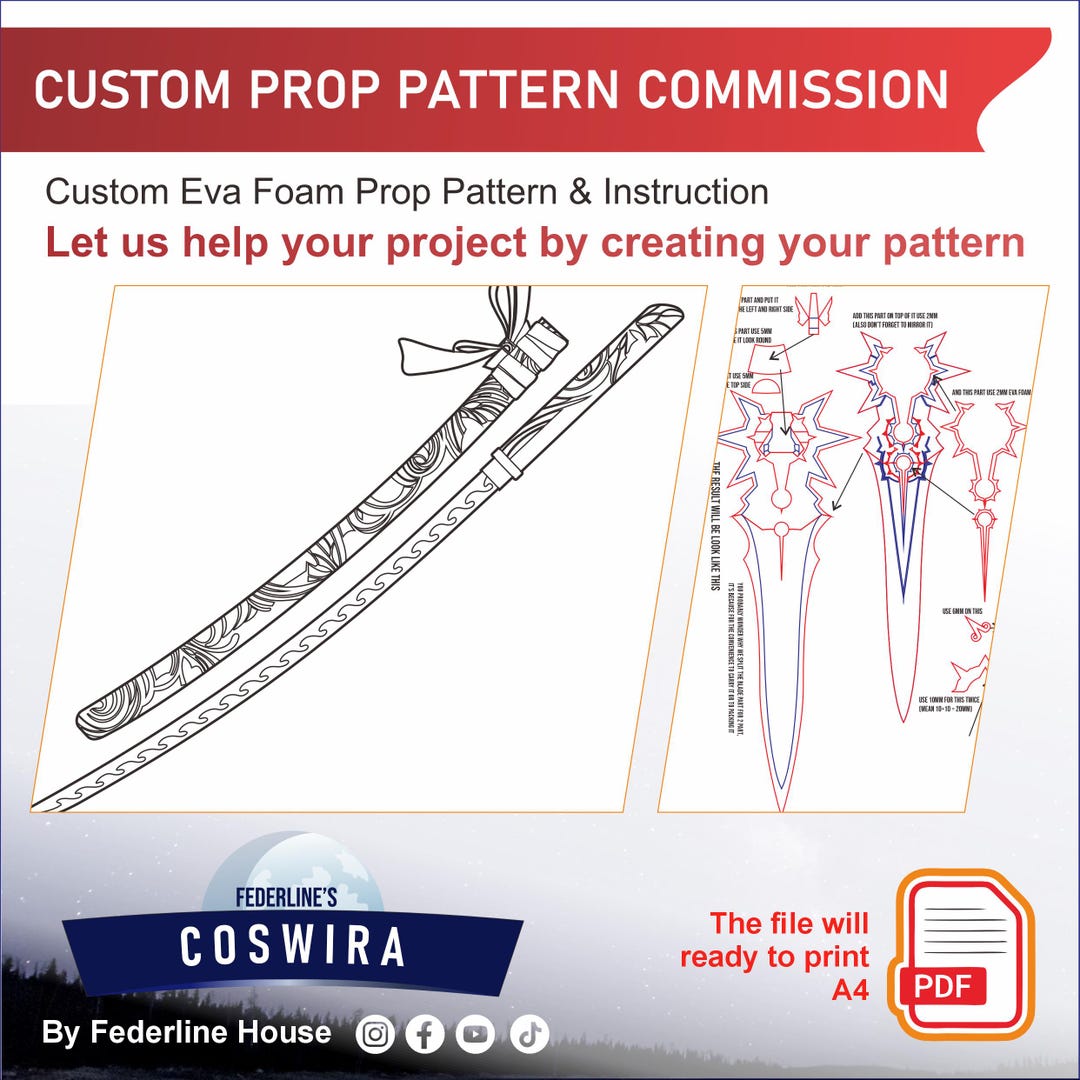 Custom Prop Pattern Commission Digital Cosplay Prop Template Read ...