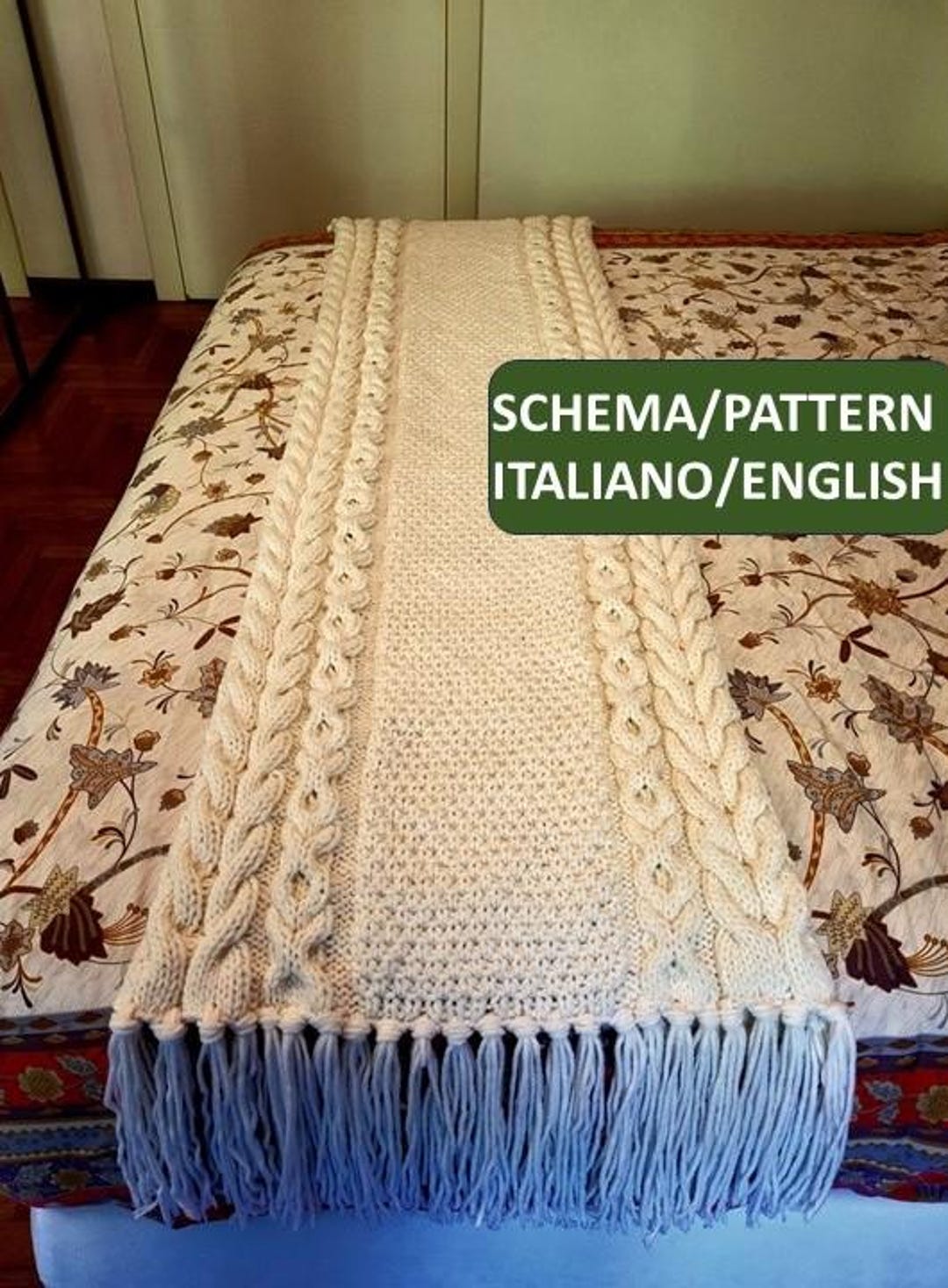Knitted Bed Runner Pattern With Aran Stitches. Bed Runner Pattern. Bed ...