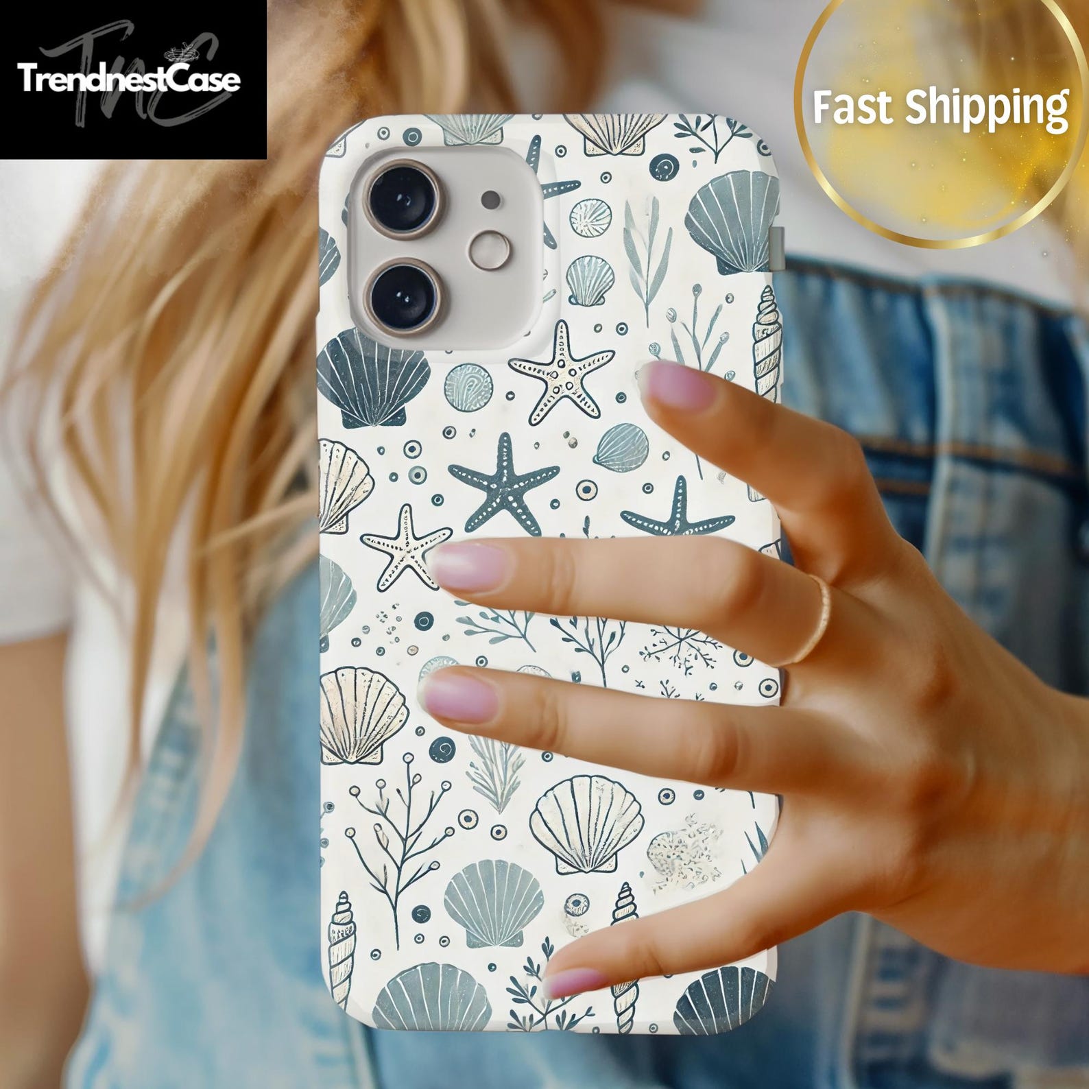 Ocean Inspired Seashell and Starfish Phone Case , Coastal Beach Theme, iPhone Case, Samsung Case ...