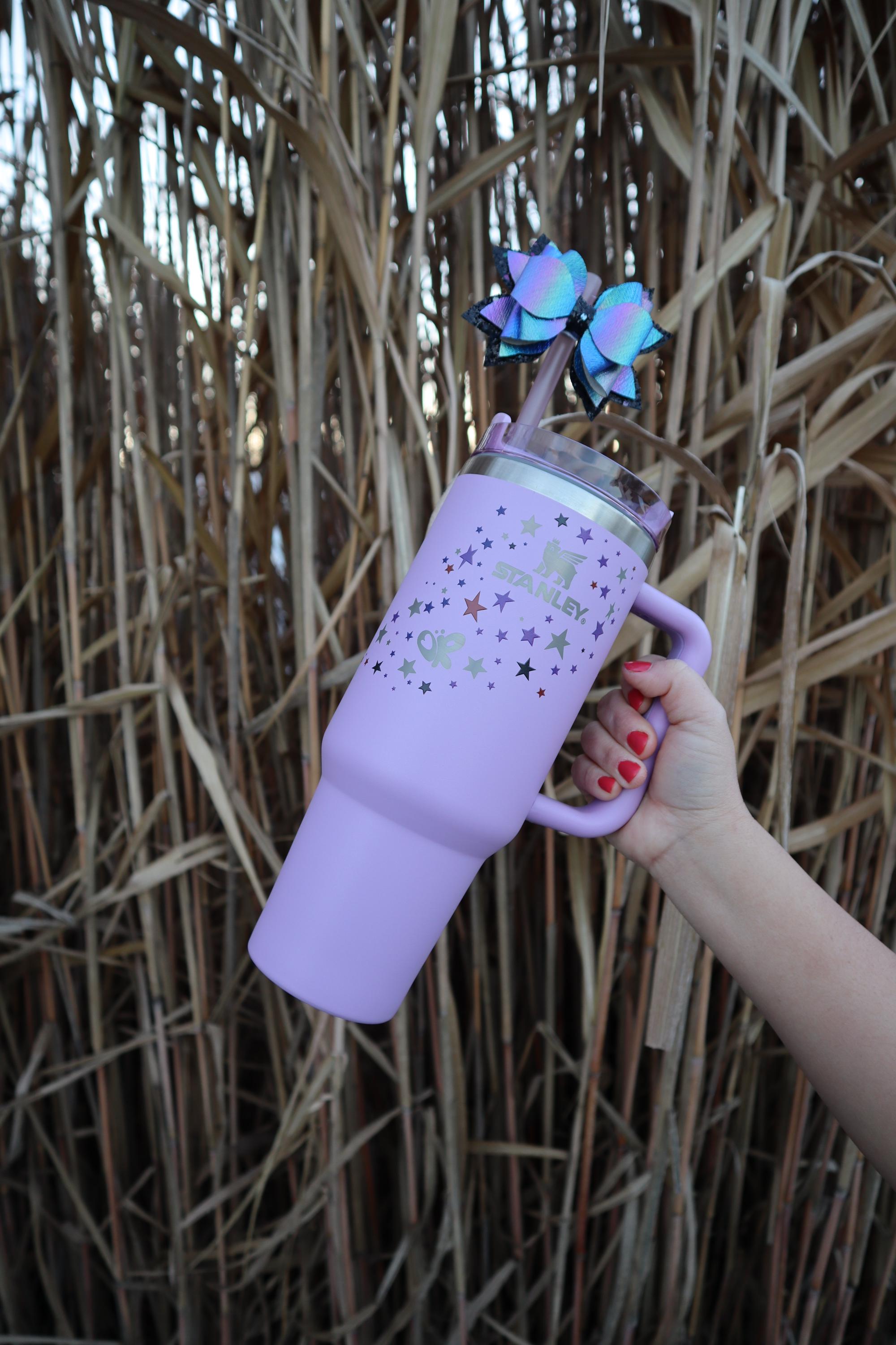 Stanley Tumbler Bow Glinda Straw Topper Pink and Gold Stanley Cup Bow ...