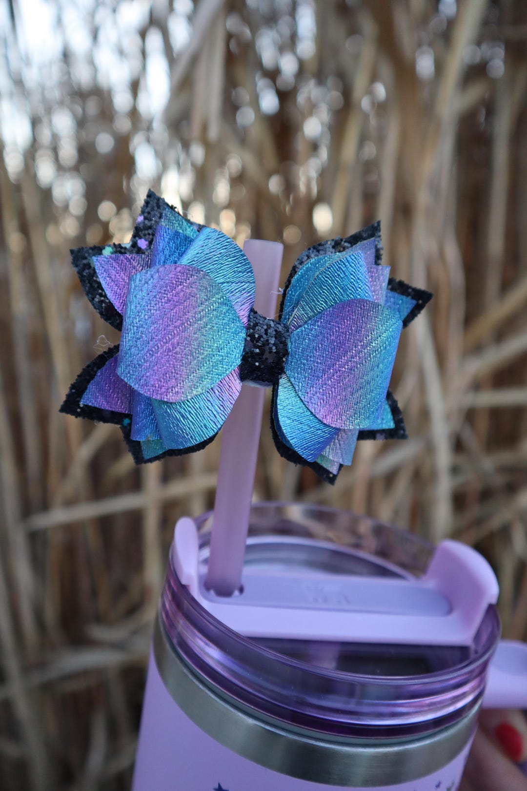 Stanley Tumbler Bow Glinda Straw Topper Pink and Gold Stanley Cup Bow ...